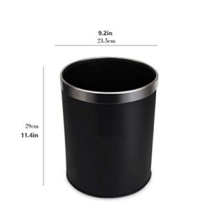 WUHE Trash Bins Black Stainless Steel Trash Can,touchless,for Bedroom/Living Room/Office,Thickened,Open Top Trash Can,Wastebasket,Garbage Container Bin Trash can Pretty