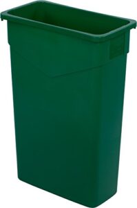 cfs 34202309 trimline polyethylene waste container, 23 gallon capacity, 20″ length x 11″ width x 29.88″ height, green (case of 4)