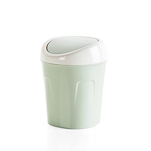 WUIUN Mini Countertop Trash Can, Swing-Top Plastic Small Waste Bin, Good for Bedroom, Office Desk(Green)