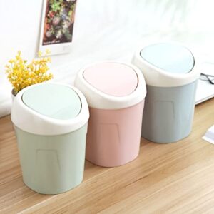 WUIUN Mini Countertop Trash Can, Swing-Top Plastic Small Waste Bin, Good for Bedroom, Office Desk(Green)