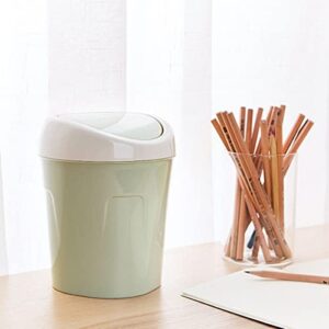 WUIUN Mini Countertop Trash Can, Swing-Top Plastic Small Waste Bin, Good for Bedroom, Office Desk(Green)