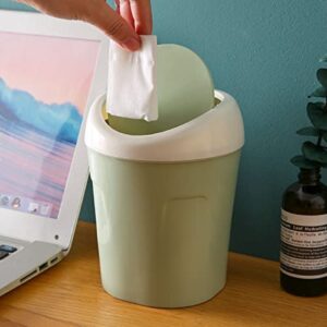 WUIUN Mini Countertop Trash Can, Swing-Top Plastic Small Waste Bin, Good for Bedroom, Office Desk(Green)