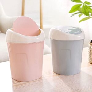 WUIUN Mini Countertop Trash Can, Swing-Top Plastic Small Waste Bin, Good for Bedroom, Office Desk(Green)