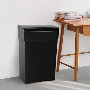 kitchen garbage bin kitchen trash can with lid 13 gallon trash can stainless steel trash can bathroom touch free trash can anti-fingerprint trash can for bathroom, powder room, bedroom，black