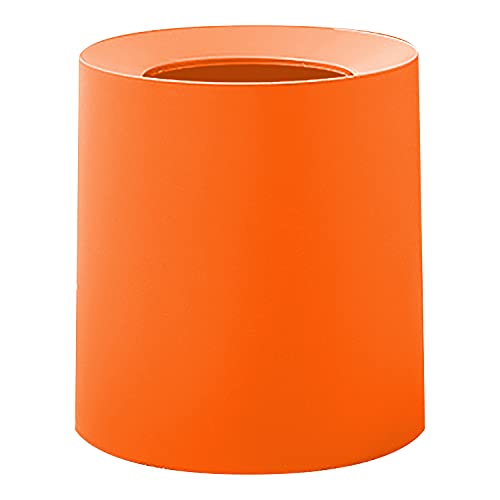 Modern Round Waste Basket - 3.2Gal/12.1L Open Top Trash Bin - Orange Garbage Can with Removable Plastic Bin Liner - Touchless Bathroom Garbage Can or Trash Can for Kitchen - Minimalist Office Trash Can