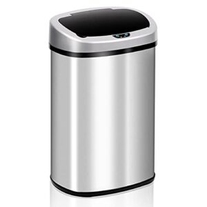 dkeli automatic trash can stainless steel kitchen garbage can with lid, 13 gallon / 50 liter touchless home office living room bedroom bathroom trash bin