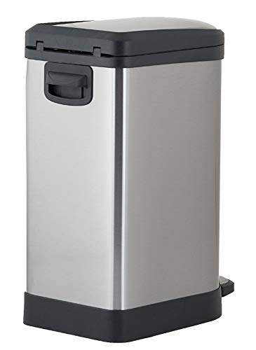 Superio Stainless Steel Garbage Pail-Narrow Small Trash Can with Lid for Bedroom, Bathroom and Office (2.6 Gallon)