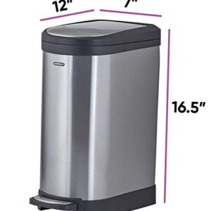 Superio Stainless Steel Garbage Pail-Narrow Small Trash Can with Lid for Bedroom, Bathroom and Office (2.6 Gallon)