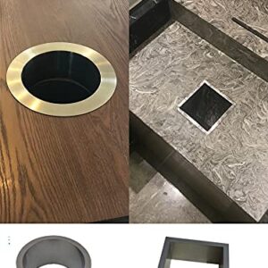 304 Stainless Steel Square Round Built-in Drop in Countertop Bench Top Waste Trash Chute Grommet No Cover Bathroom Hotel Public (Square 180mm(7.08"))