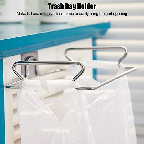 Yosoo Trash Rack, Trash Bag Holder Stainless Steel Door Back Kitchen Garbage Trash Bag Holder Hanging Rack Bracket