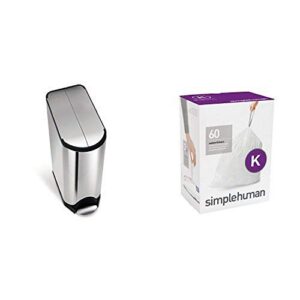 simplehuman 45 litre butterfly step can fingerprint-proof brushed stainless steel + code k 60 pack liners