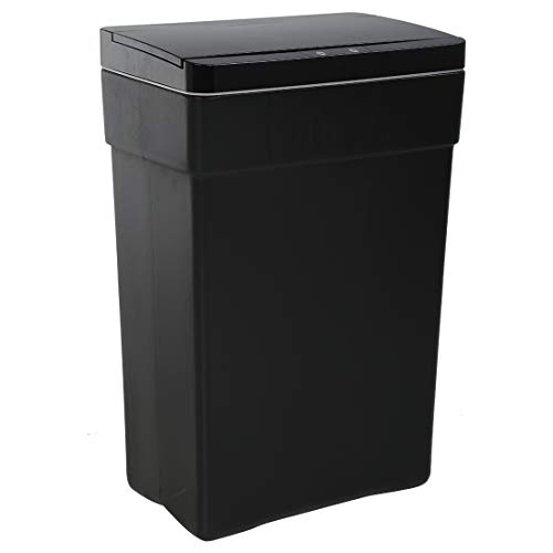 HCY Kitchen Trash Can Motion Sensor Trash Can Touch Free High-Capacity Garbage Can Mute Automatic Waste Bin for Office Kitchen Living Room Bathroom 13 Gallon 50 Liter (Black)