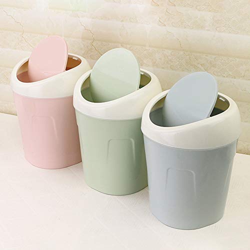 erDouckan Durable Trash Can, Desktop Mini Flip Lid Home Living Room Bedside Trash Can Garbage Dust Bin Holder, Make Your Room Clean and Comfortable (Pink)