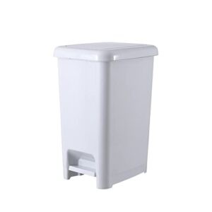 superio slim step on pedal plastic trash can, waste bin for under desk, office, bedroom, bathroom, kitchen (2.5 gal) (white smoke)