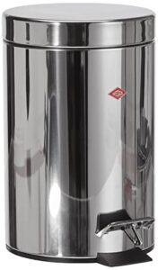 wesco 103014-41 pedal trash can, stainless steel mirror, size: diameter: 6.7 x height: 10.2 inches (17 x 26 cm), pedal bin 3l, 103