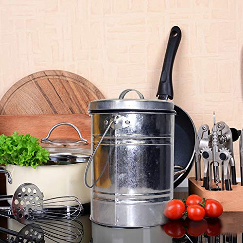 Kitchen Compost Bin Stainless Steel Gallon Kitchen Countertop Trash Bucket for Food Scraps Waste Pail with Inner Composter