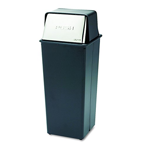 Safco Products 9893 Reflections Push Top Waste Receptacle, 21-Gallon, Black