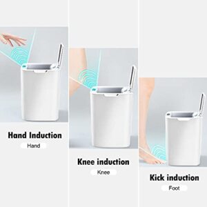 White Automatic Sensor Trash Can, Touchless Inductive Garbage Bin for Bathroom, Kitchen and Bed, Small 3.7 Gallon (14L)