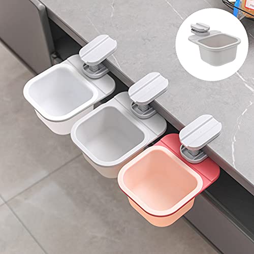 VOSAREA Automotive Garbage Cans Table Mount Trash Can Mini Desk Hanging Trash Bin Tiny Waste Bin Makeup Pad Garbage Holder for Coffee Vanity Table Kitchen Grey Car Trash Cans