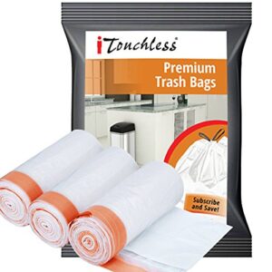 itouchless custom fit trash bags, compactor bags, heavy duty, drawstring (120, 13 gallon)