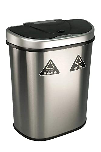 Ninestars DZT-70-R3 Motion Sensor Trash Can, Extra Large, Silver