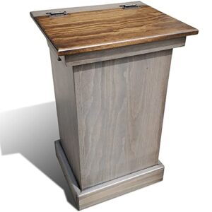 peaceful classics wood garbage bin cabinet – wooden trash can w/hidden design, stylish kitchen garbage can, amish made cabinet hidden trash can, handmade waste bin cabinet storage (pewter)