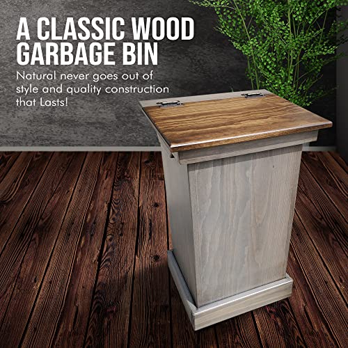 Peaceful Classics Wood Garbage Bin Cabinet - Wooden Trash Can w/Hidden Design, Stylish Kitchen Garbage Can, Amish Made Cabinet Hidden Trash Can, Handmade Waste Bin Cabinet Storage (Pewter)