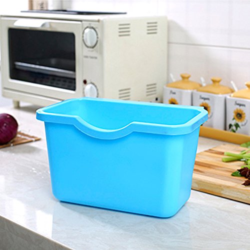 bjlongyi Home Kitchen Garbage Storage Bin Can Hanging Rubbish Container Plastic Kitchen Trash Cans Easy Installation Blue