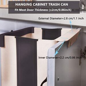 Kitchen Hanging Trash can for Kitchen Cabinet Door 9L/2.4 Gallon Collapsible Foldable Compact Garbage Bins Trash Holder with Trash Bags for Bedroom Office Portable Home & Outdoor Garbage Can (Coffee)