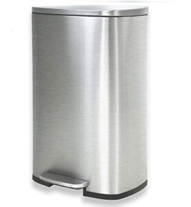 payhere bathroom trash can for kitchen office home, 13 gallon touchless waste container with lid brushed, stainless steel oval shape automatic sensor 50l commercial garbage bin mute design (silver)