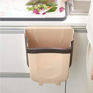 2.4 Gallon Rectangular Folding Hanging Trash Can, Trash Can for Kitchen, Bathroom, Powder Room, Bedroom, Office (Brown)The package comes with the free-tickets for separate dry and wet garbage