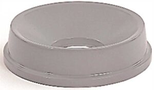 rubbermaid commercial products round funnel-top trash can lid for untouchable containers, gray, 16.2 in. -rcp354800gy