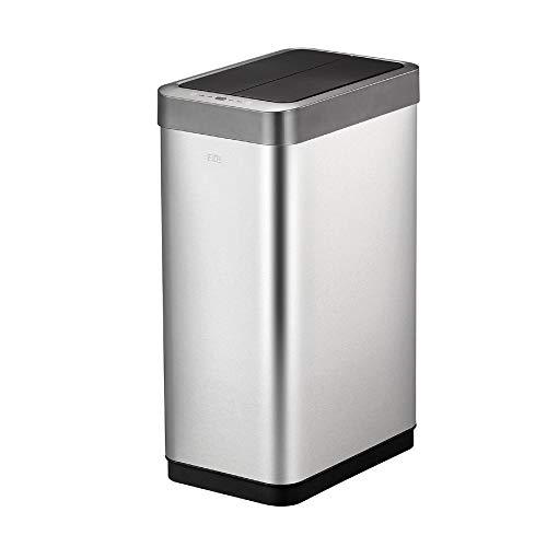 EKO Phantom-X Stainless Steel Vertical Motion Sensor Trash Can - 47L with Liner (EK9261MT-47L)