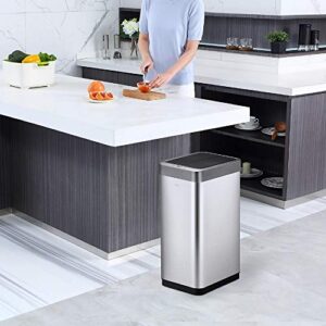 EKO Phantom-X Stainless Steel Vertical Motion Sensor Trash Can - 47L with Liner (EK9261MT-47L)