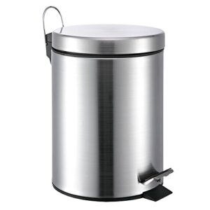 5 liter/1.3 gallon small round stainless steel step trash can