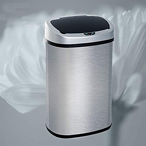 Meet perfect 13 Gallon Stainless Steel Kitchen Trash Can with Lid Touch-Less Automatic Garbage Can Rubbish Bin with Infrared Motion Sensor for Bedroom，Kitchen, Office