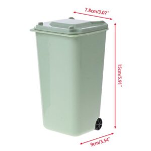 Jetamie Mini Wheelie Trash Can Pen Holder Storage Bin Desktop Organizer Garbage Bucket for Bathroom, Kitchen or Home Office