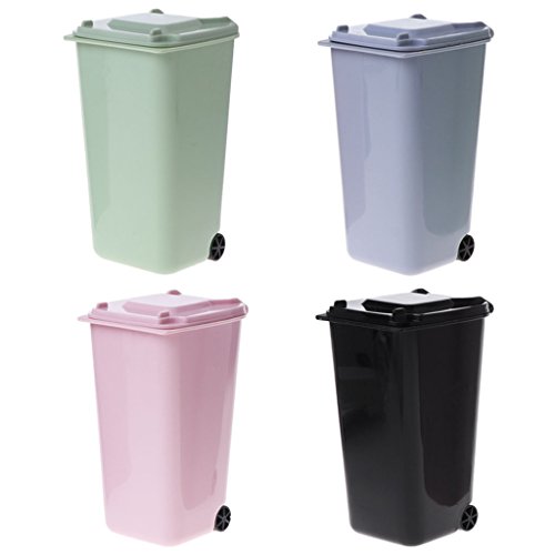 Jetamie Mini Wheelie Trash Can Pen Holder Storage Bin Desktop Organizer Garbage Bucket for Bathroom, Kitchen or Home Office