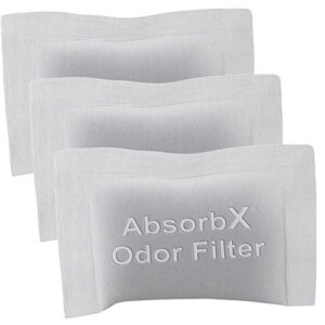 itouchless 3-pack absorbx compact odor bathroom, absorbs garbage smells, all natural activated carbon, biodegradable filters for 2.5-4 gallon small trash cans