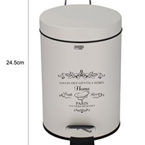 axentia Cosmetic Bin “Paris”, Dustbin Stainless Steel as Bathroom Accessory, Waste Bin with 3 litres Volume, Pedal-Bin for Bathroom, Approx. Diameter 17 x 24.5 cm, Antique White