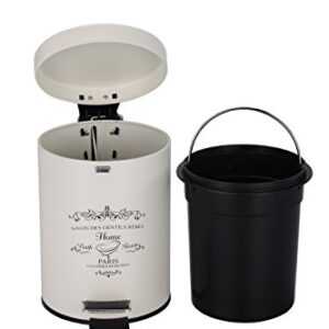 axentia Cosmetic Bin “Paris”, Dustbin Stainless Steel as Bathroom Accessory, Waste Bin with 3 litres Volume, Pedal-Bin for Bathroom, Approx. Diameter 17 x 24.5 cm, Antique White