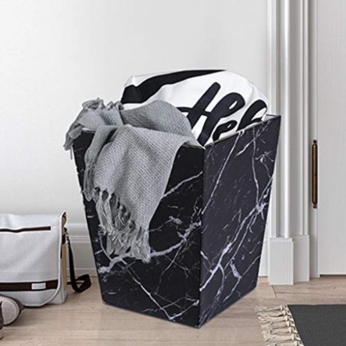 Trash can Faux Leather Trash Can Waste Basket Faux White Marble Finish for Home, Kitchen Bathroom& Office (Black) Rubbish Recycle Bins (Color : Black)