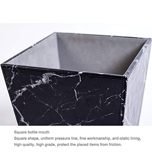 Trash can Faux Leather Trash Can Waste Basket Faux White Marble Finish for Home, Kitchen Bathroom& Office (Black) Rubbish Recycle Bins (Color : Black)