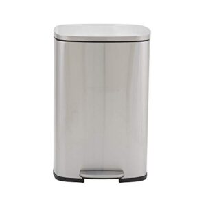 Design Trend Rectangular Stainless Steel Step Trash Can with Soft Close Lid | 50 Liter / 13 Gallon, Silver