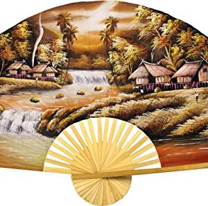 Sunset River Folding Wall Fan Hand-Painted Wall Decor Art (60 inch Wide)