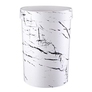 doitool plastic trash can round marble print rubbish bin kitchen waste basket decorative garbage storage container for home office bathroom bedroom living room