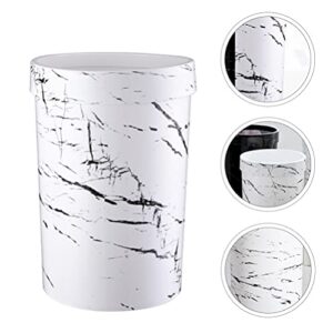 DOITOOL Plastic Trash Can Round Marble Print Rubbish Bin Kitchen Waste Basket Decorative Garbage Storage Container for Home Office Bathroom Bedroom Living Room