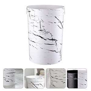 DOITOOL Plastic Trash Can Round Marble Print Rubbish Bin Kitchen Waste Basket Decorative Garbage Storage Container for Home Office Bathroom Bedroom Living Room