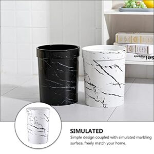 DOITOOL Plastic Trash Can Round Marble Print Rubbish Bin Kitchen Waste Basket Decorative Garbage Storage Container for Home Office Bathroom Bedroom Living Room