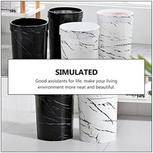 DOITOOL Plastic Trash Can Round Marble Print Rubbish Bin Kitchen Waste Basket Decorative Garbage Storage Container for Home Office Bathroom Bedroom Living Room